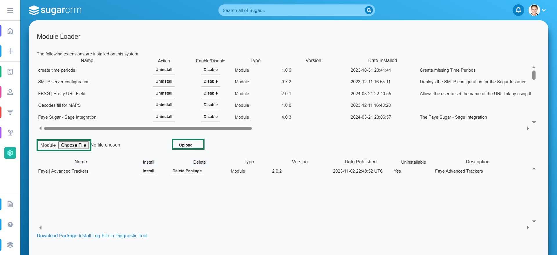 SugarCRM Package Installation & Licensing Guide – Faye Help Center